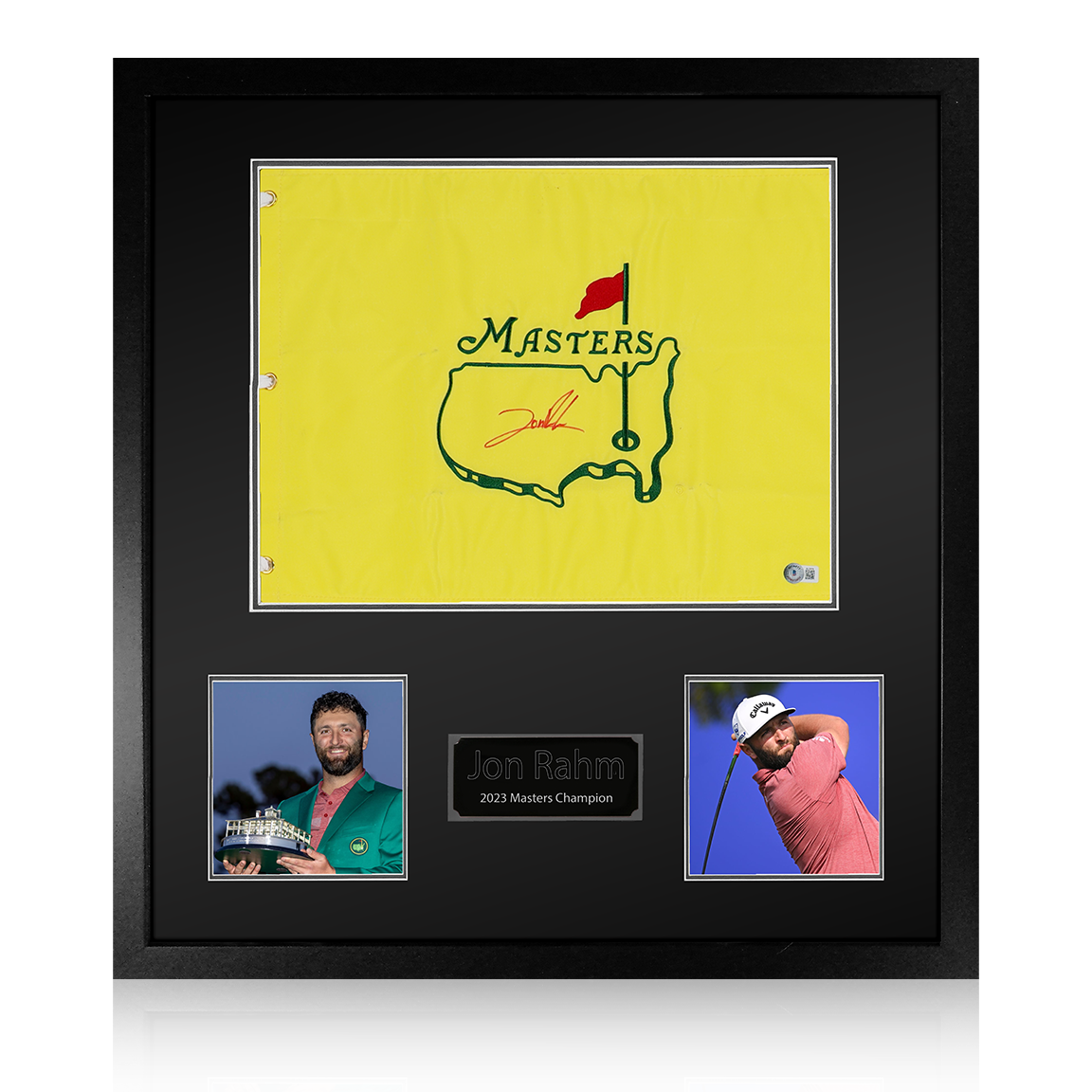 Jon Rahm Signed Masters Tournament Golf Pin Flag Display (Beckett ...