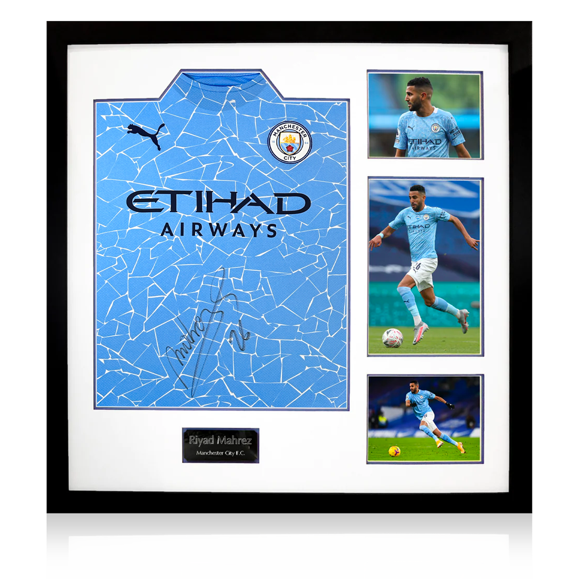 Riyad Mahrez Front Signed Manchester City Shirt Elite Frame – The Fan ...